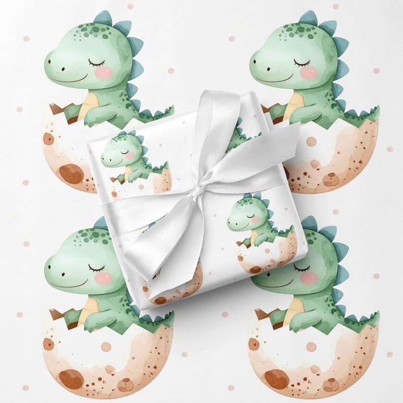 Dino Baby Wrapping Paper for Hatching Soon Showers and Kid Birthdays - Etsy