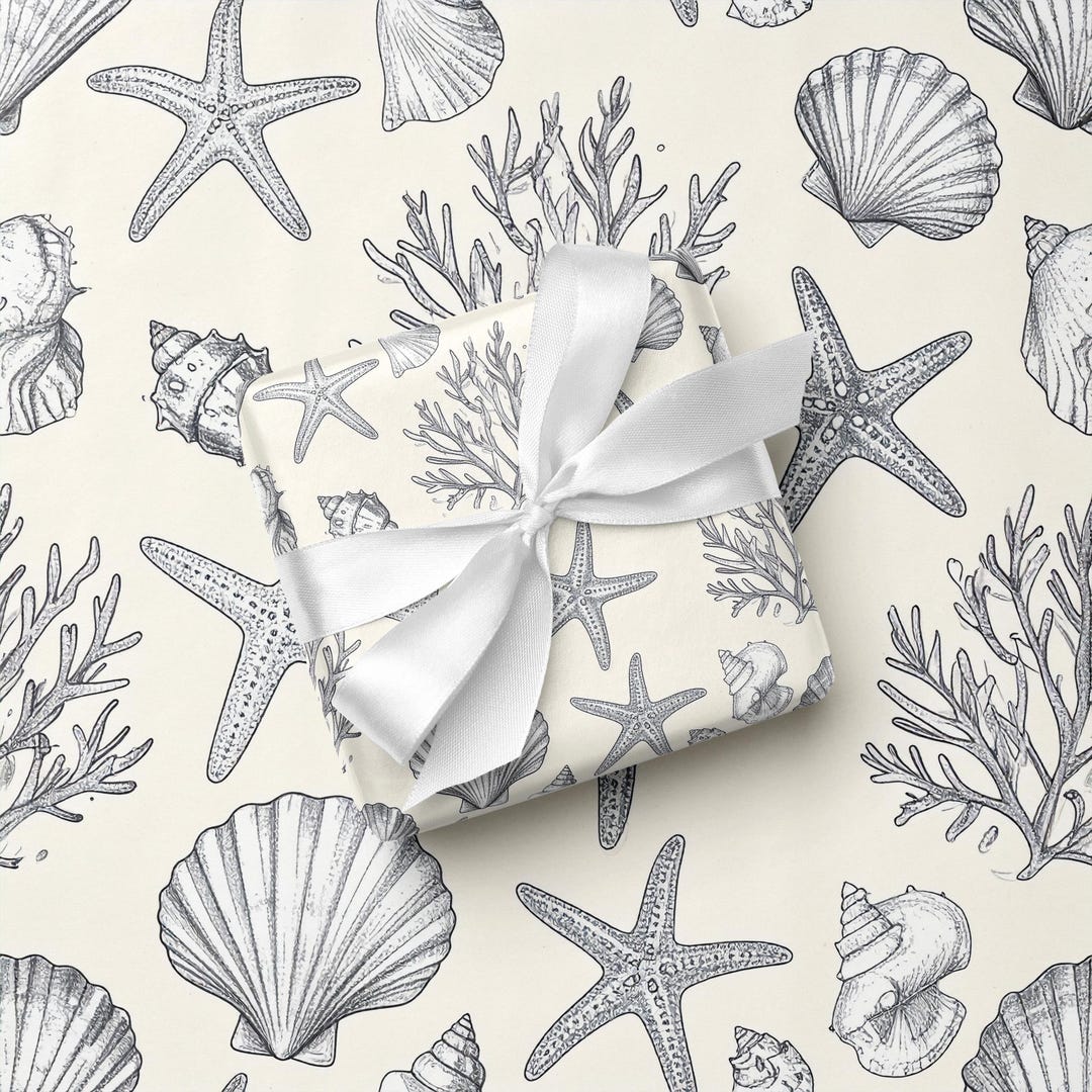 Shell Wrapping Paper for Coastal Weddings and Beach House Gifts - Etsy