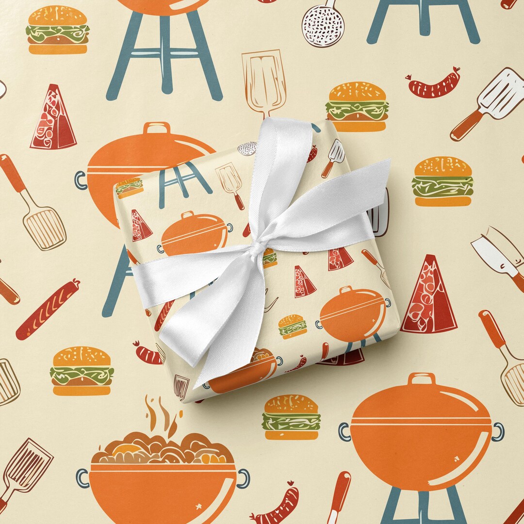 Retro BBQ Wrapping Paper for Grill Master and Dad Gifts - Etsy