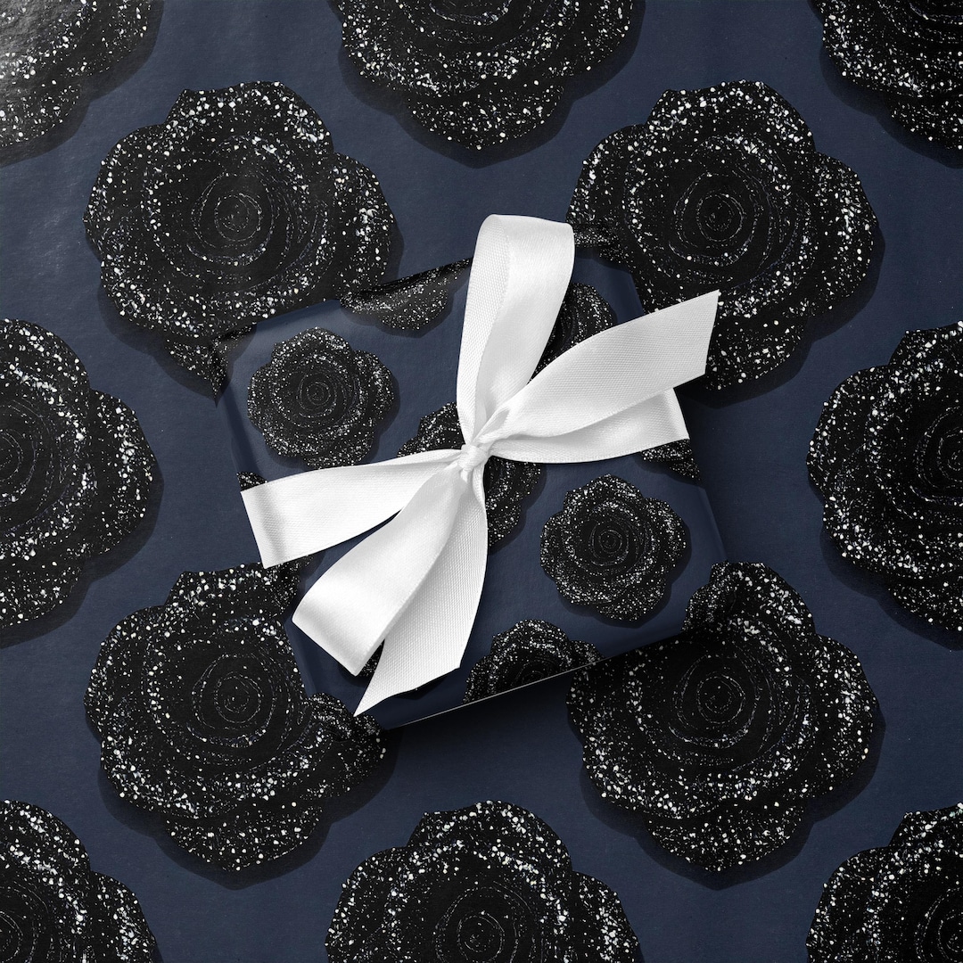 Black Rose Wrapping Paper for Gothic Weddings and Halloween Romance ...