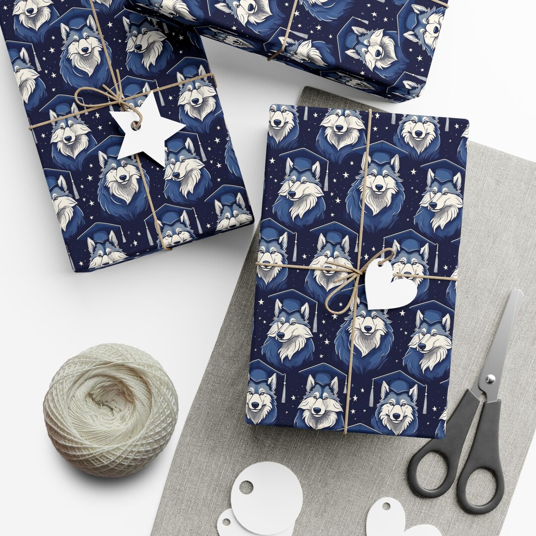 Wolf Mascot Graduation Wrapping Paper - Etsy