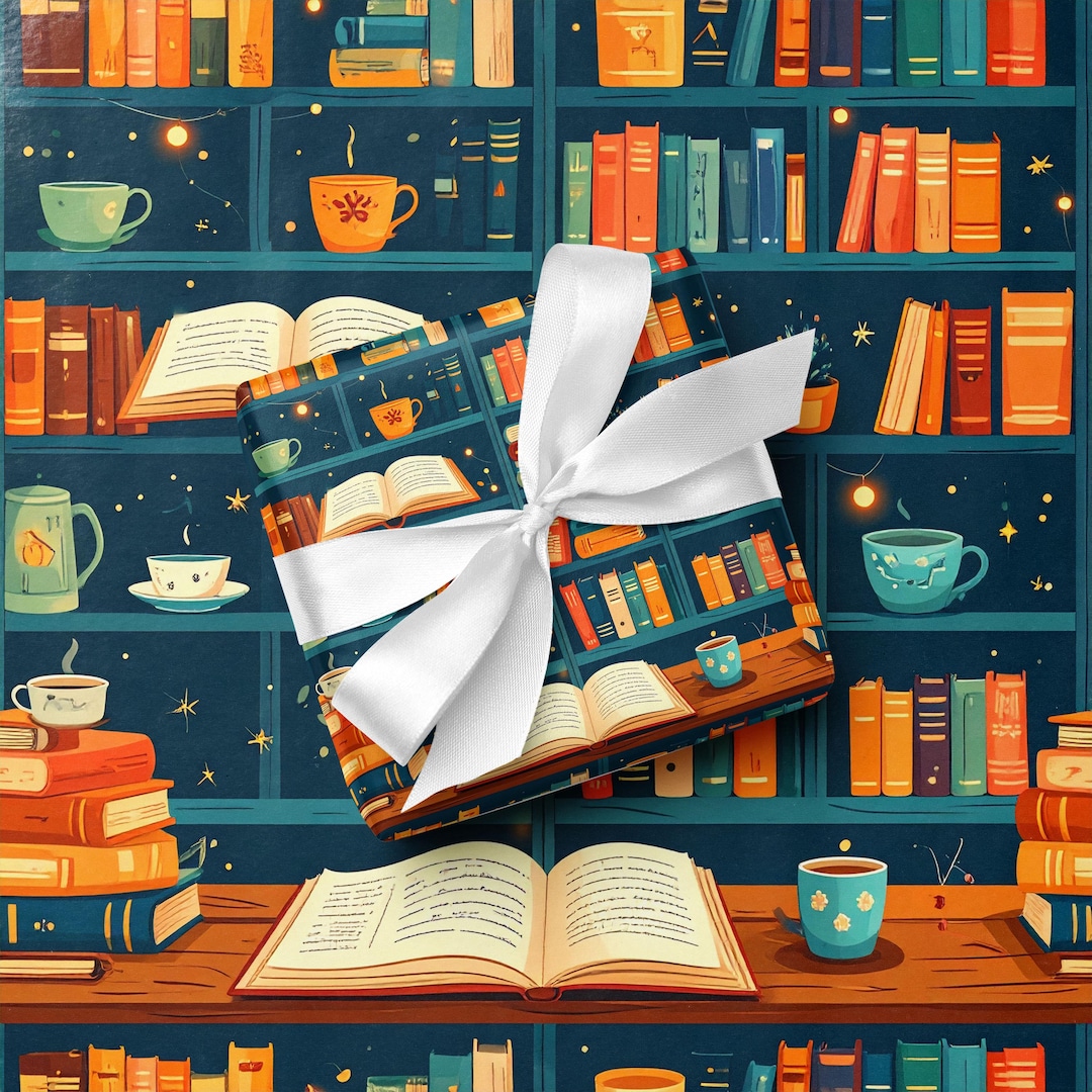 Library Wrapping Paper for Book Lovers and Cozy Gift Giving - Etsy