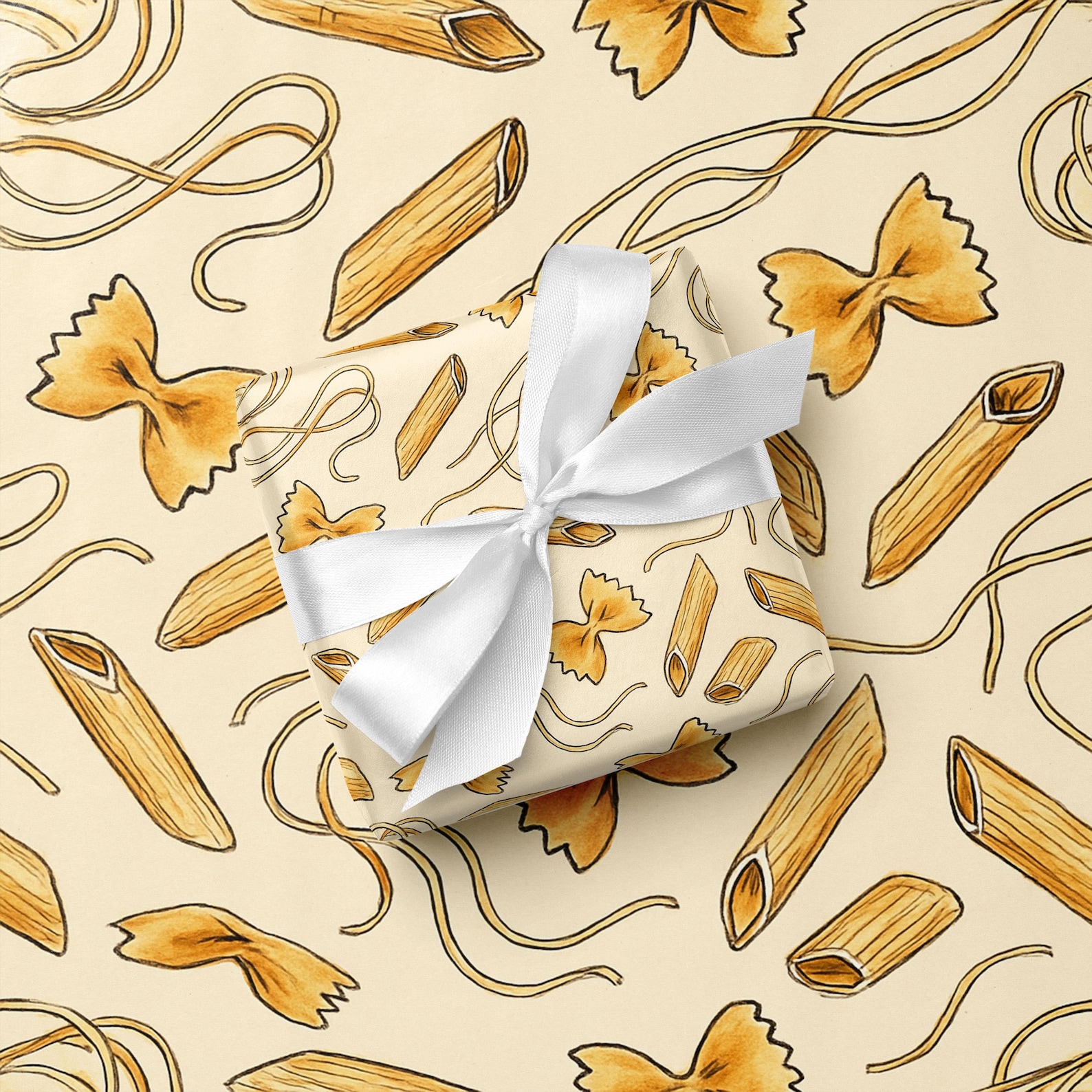 Pasta Wrapping Paper Food Themed Party Supper Club Spaghetti and Penne ...