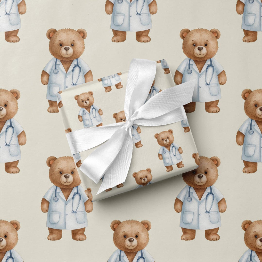 Kids Get Well Soon Gift Wrapping Paper Bear Doctor - Etsy