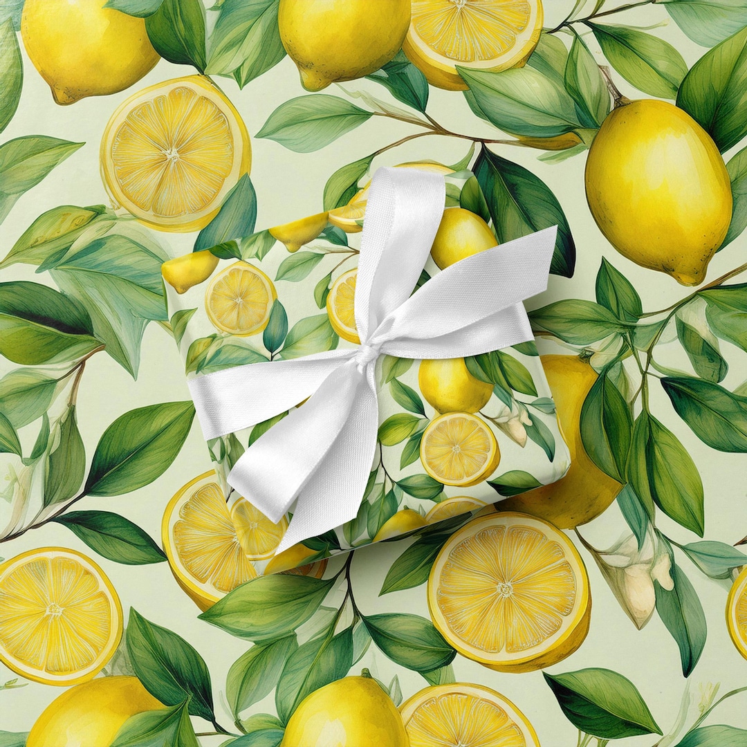 Lemon Wrapping Paper for Kitchen and Hostess Gifts in Summer - Etsy