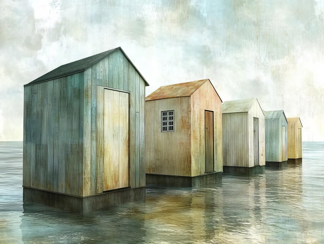 Lake Huts on the Water, Fine Art, Digital Download, - Etsy