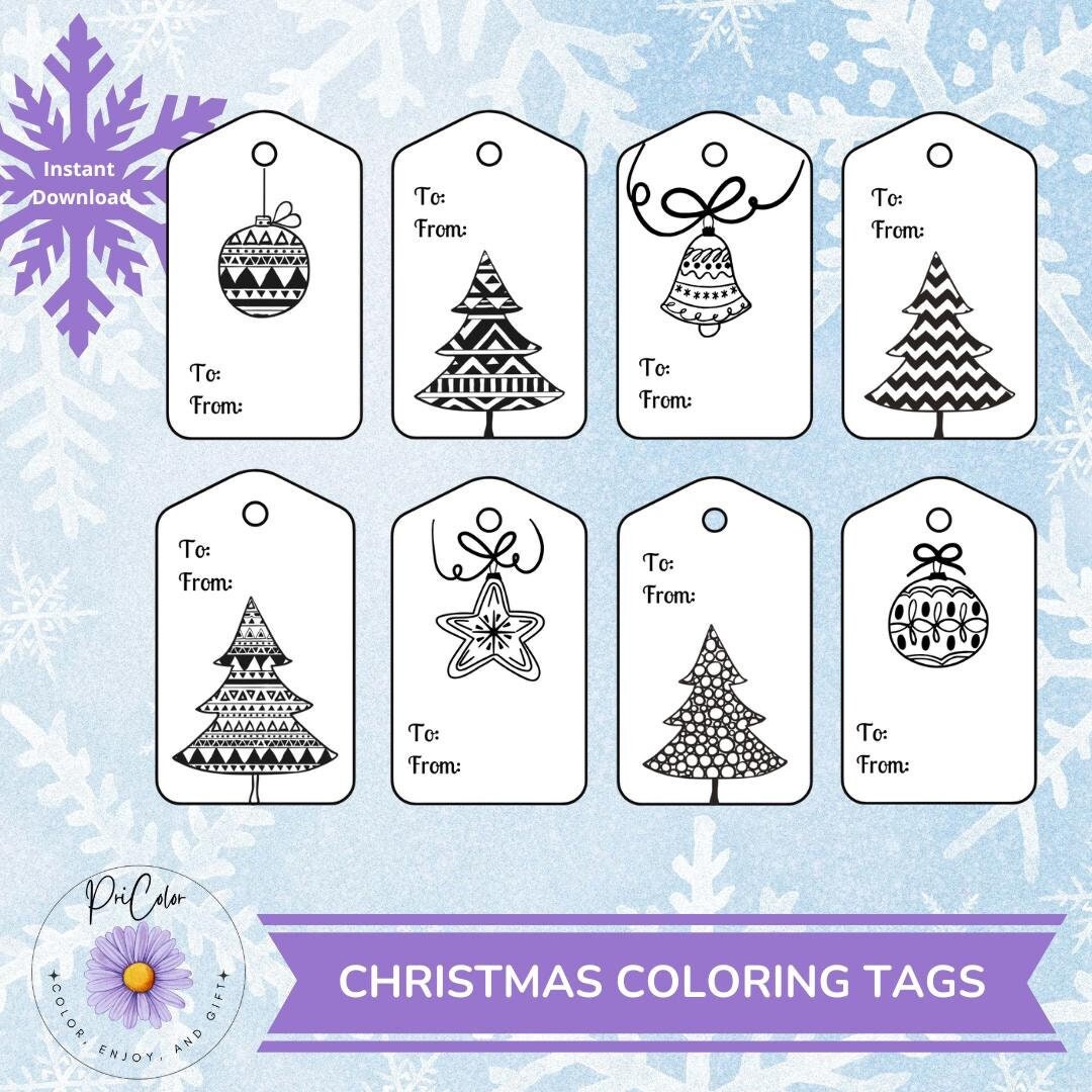 Printable Christmas Gift Tags Christmas Coloring Tags Printable Kids ...