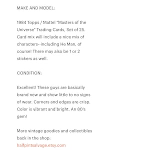 Vintage He Man Masters of the Universe Trading Cards Lot of 25, Retro ...