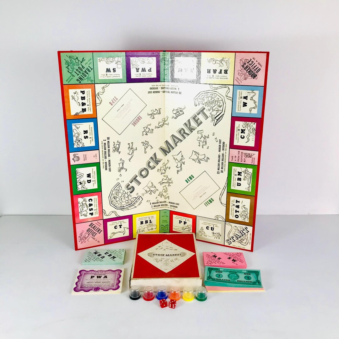 Vintage Stock Market Board Game, 1950s Gunn Educational Monopoly-like ...