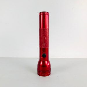 Vintage Mag-lite Aluminum Flashlight With Red Metallic Body, 1990s Mag ...
