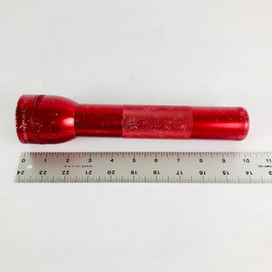 Vintage Mag-lite Aluminum Flashlight With Red Metallic Body, 1990s Mag ...