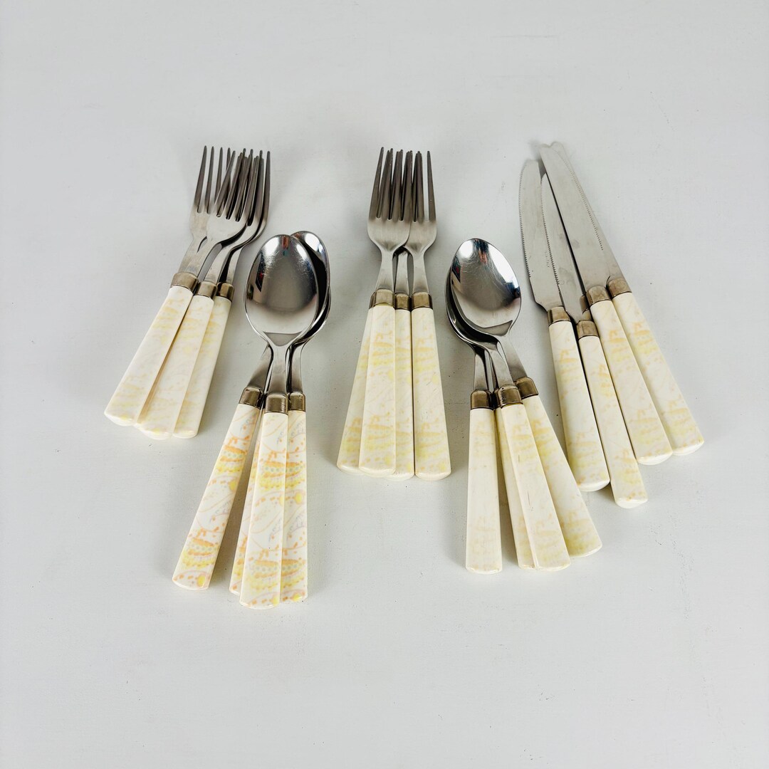 Anthropologie Silverware Set Service for 4, Forks Spoons Knives , Mid ...