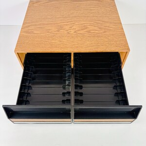 1980s VHS Cassette Tape Faux Wood Storage Box With 2 Sliding Drawers ...