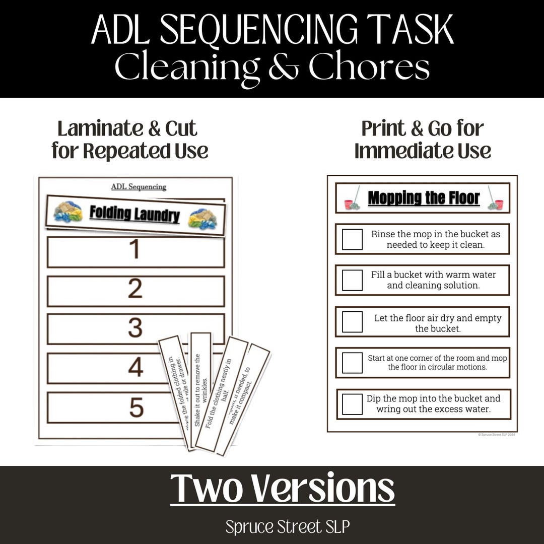ADL Sequencing: Cleaning & Chores A Cognitive Activity for Adult Speech ...