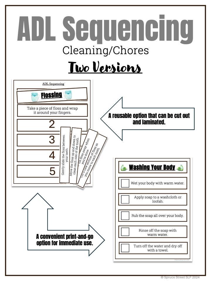 ADL Sequencing: Cleaning & Chores A Cognitive Activity for Adult Speech ...