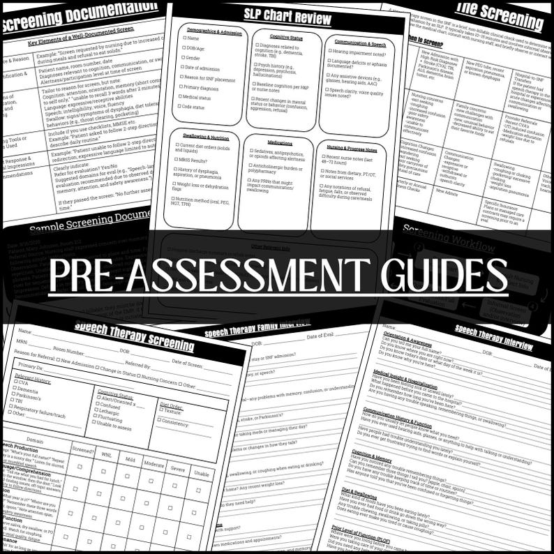 Assessment Survival Kit for the SNF SLP- Cognitive, Swallowing, Voice ...