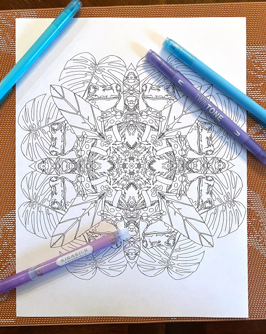 Frog/monstera Coloring Page Pattern/mandala Digital Download no AI Can ...