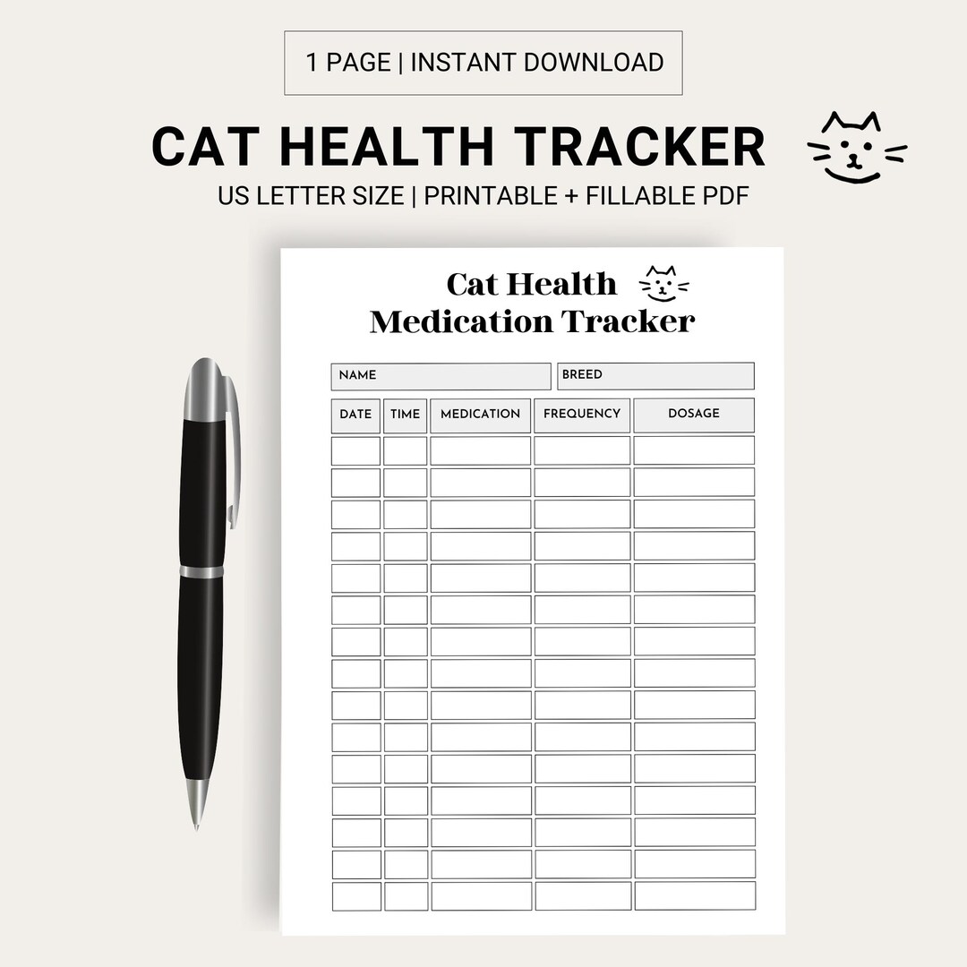 CAT HEALTH TRACKER, Digital Cat Care Log, Pet Wellness Tracker Cats ...