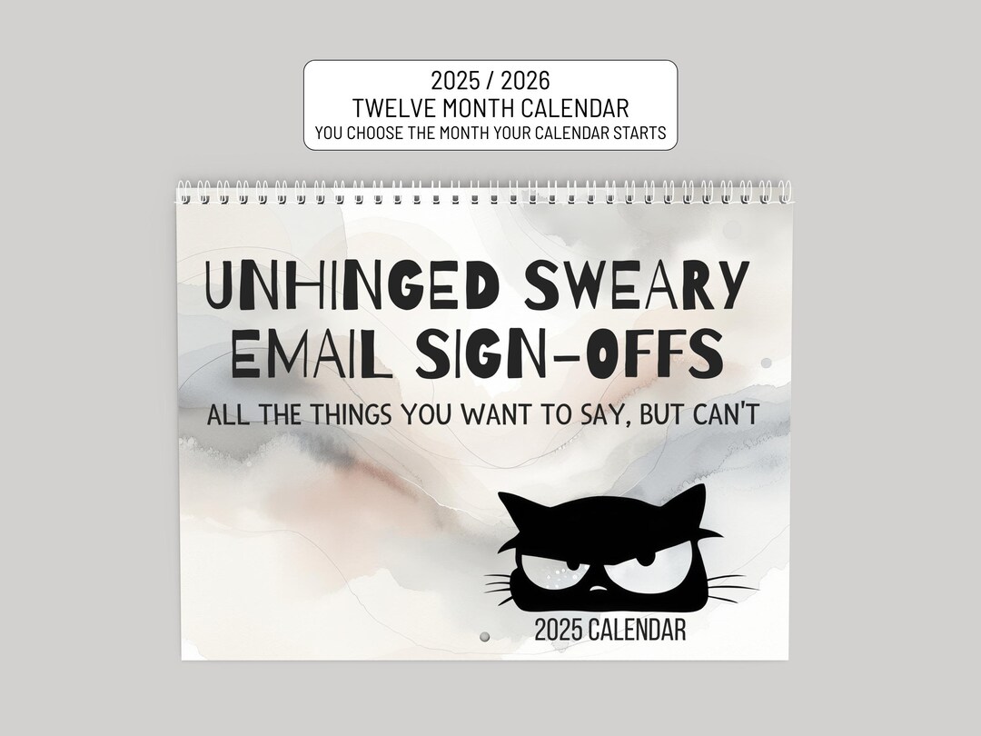 2025 Wall Calendar, Unhinged Email Sign-offs, Cat Lover Gift, Funny ...