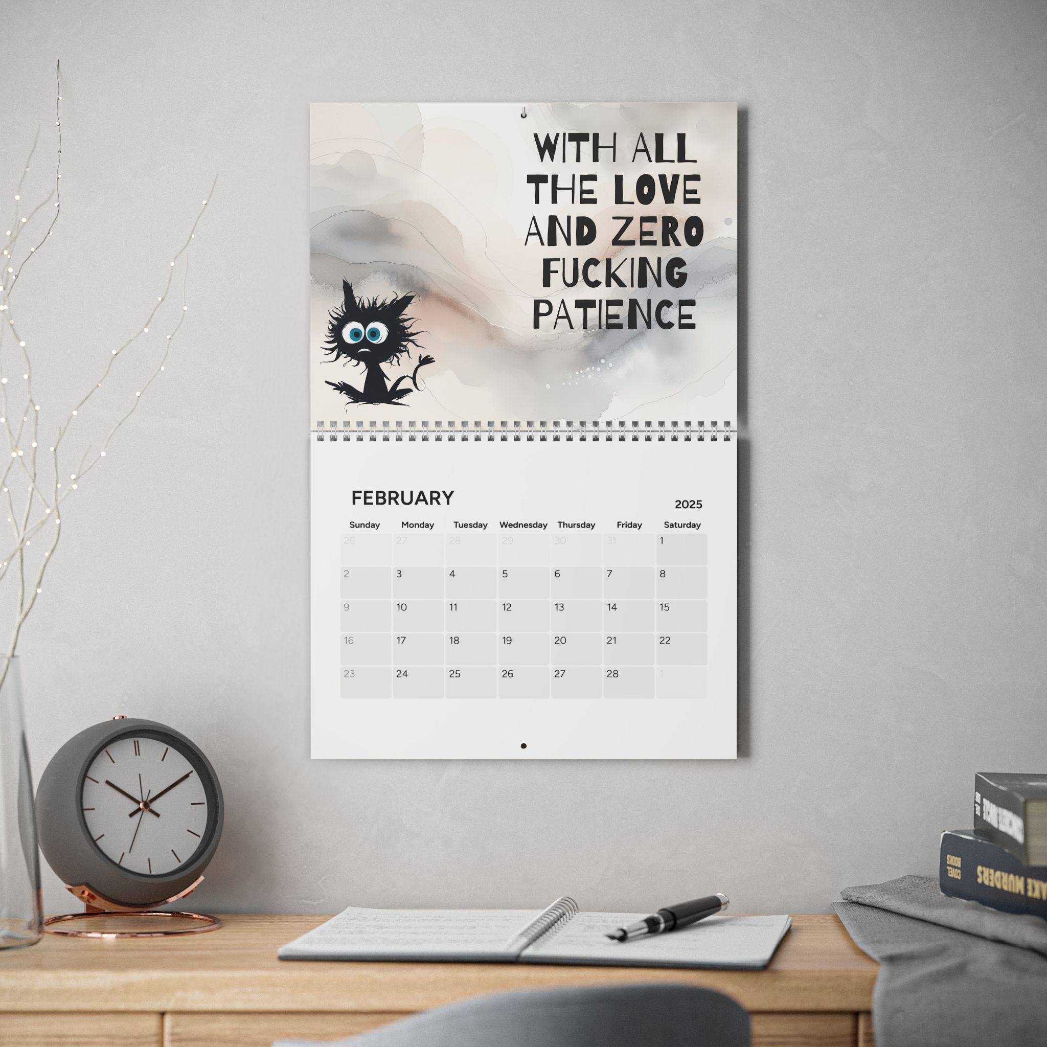 2025 Wall Calendar, Unhinged Email Sign-offs, Cat Lover Gift, Funny ...