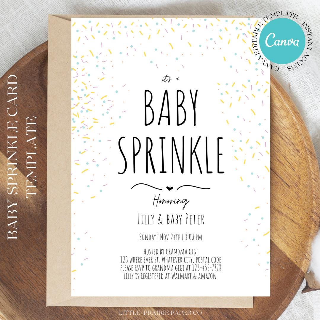 Baby Sprinkle Baby Shower Printable Card Template Instant Access Card ...