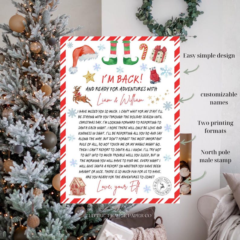 Editable Elf Arrival Letter Elf Return Letter Christmas Elf Welcome ...