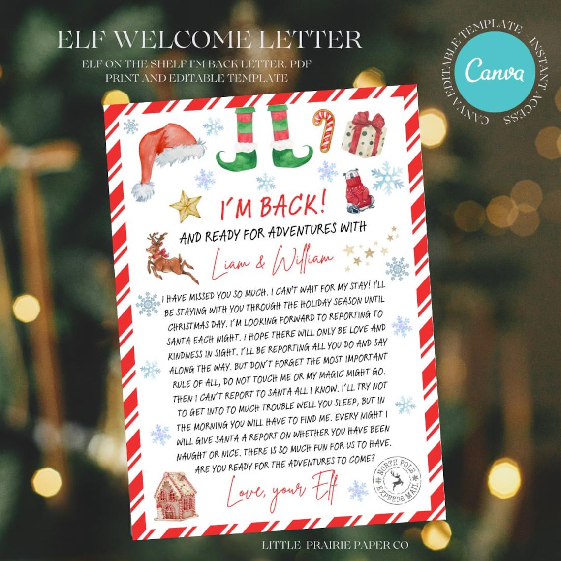 Editable Elf Arrival Letter Elf Return Letter Christmas Elf Welcome ...