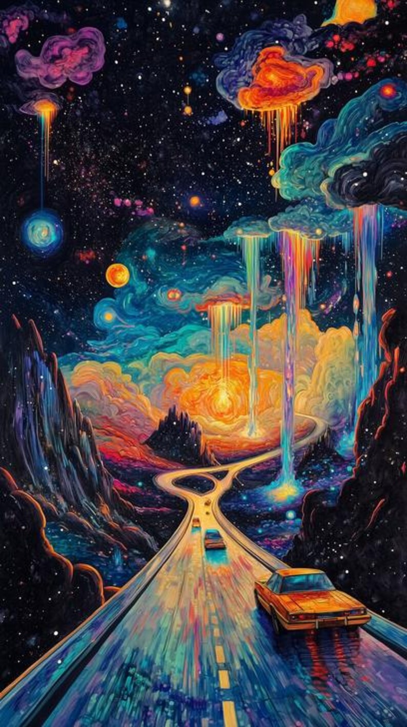 Psychedelic Poster: Cosmic Highway Odyssey - Etsy