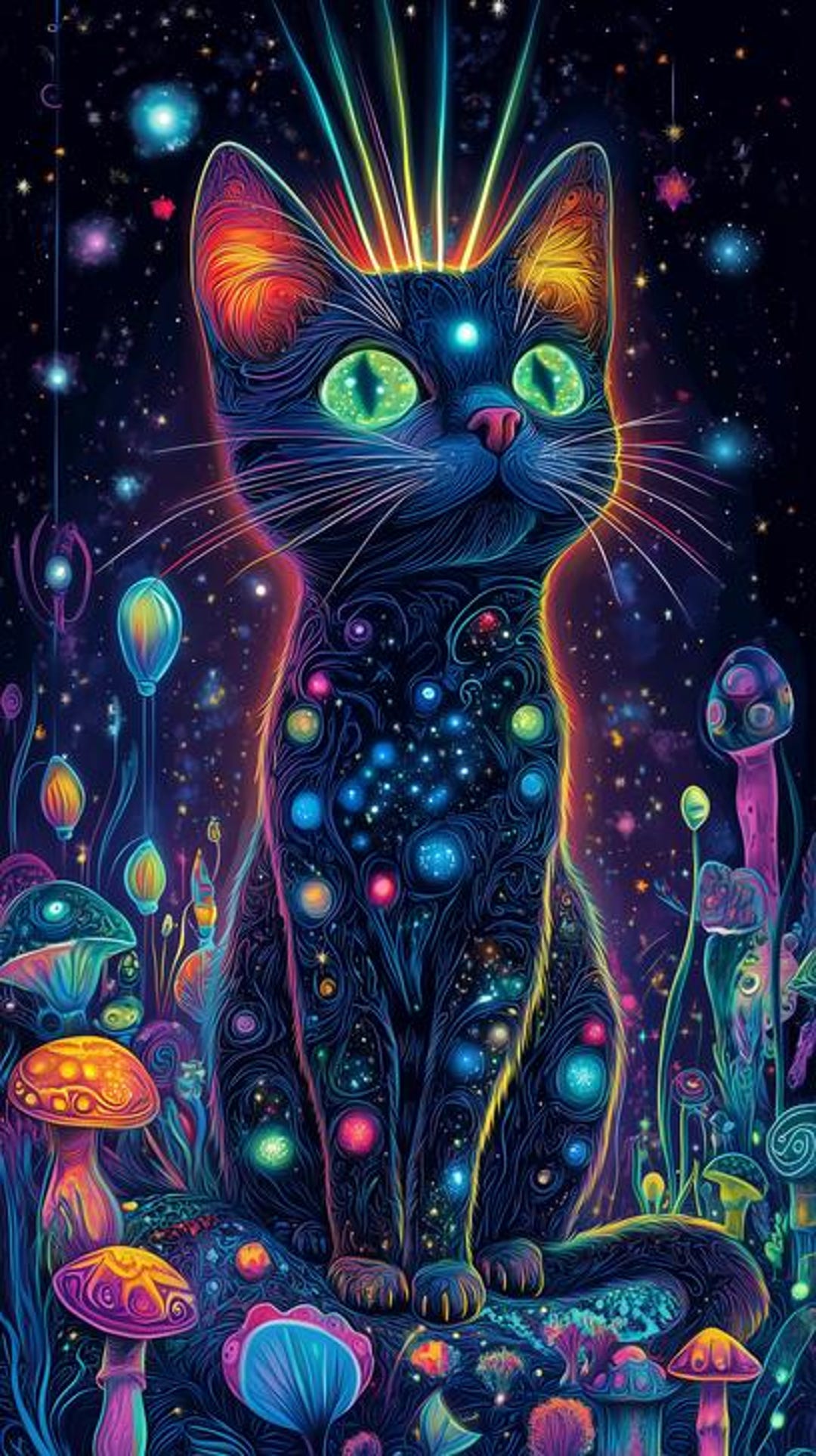 Psychedelic Poster: Astral Cat Awakening - Etsy