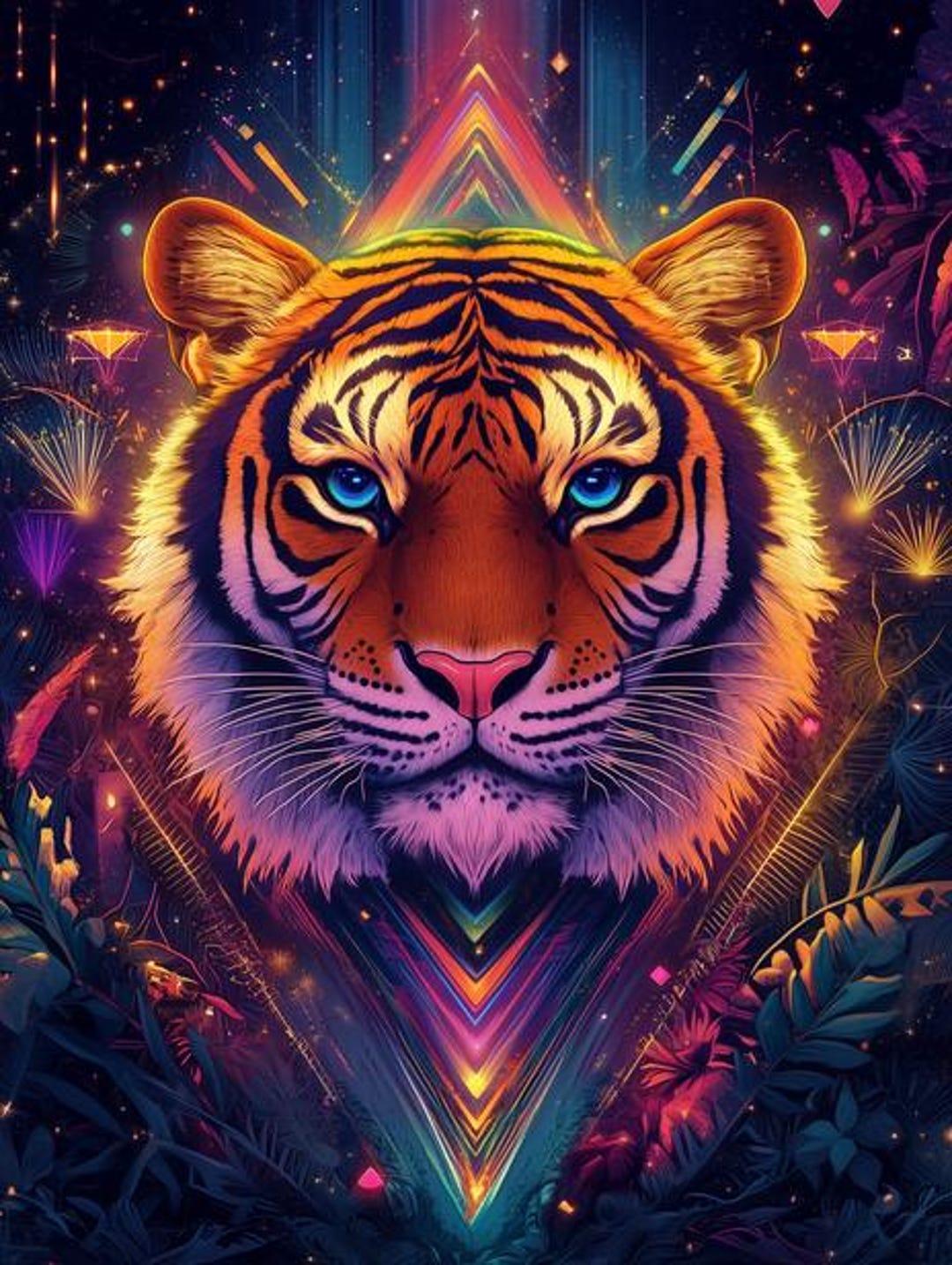 Psychedelic Poster: Prism Tiger Ascension - Etsy