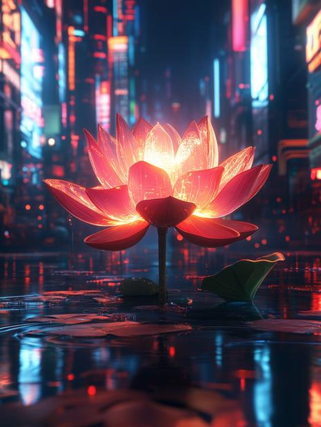 Psychedelic Poster: Neon Lotus Rebirth - Etsy