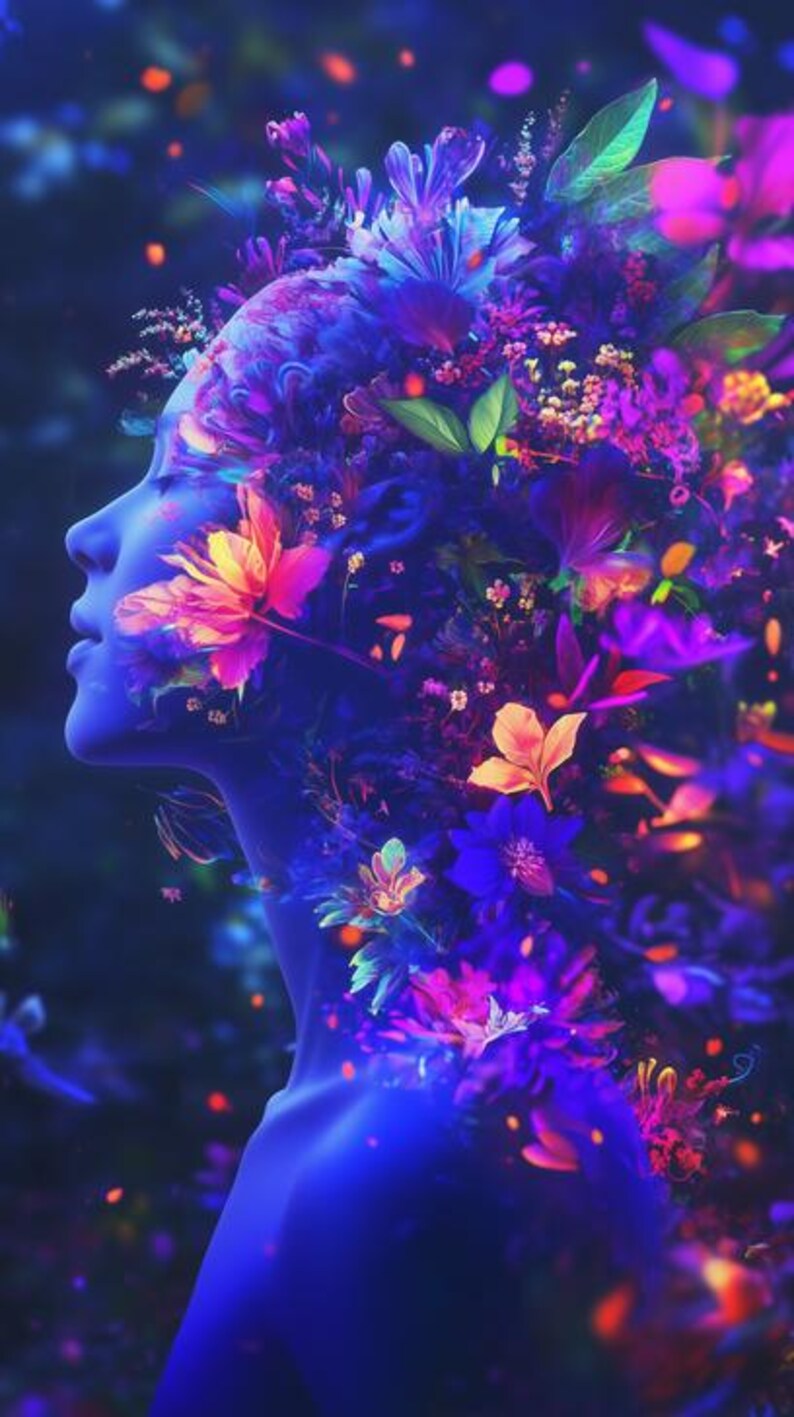 Psychedelic Poster: Ethereal Floral Harmony - Etsy