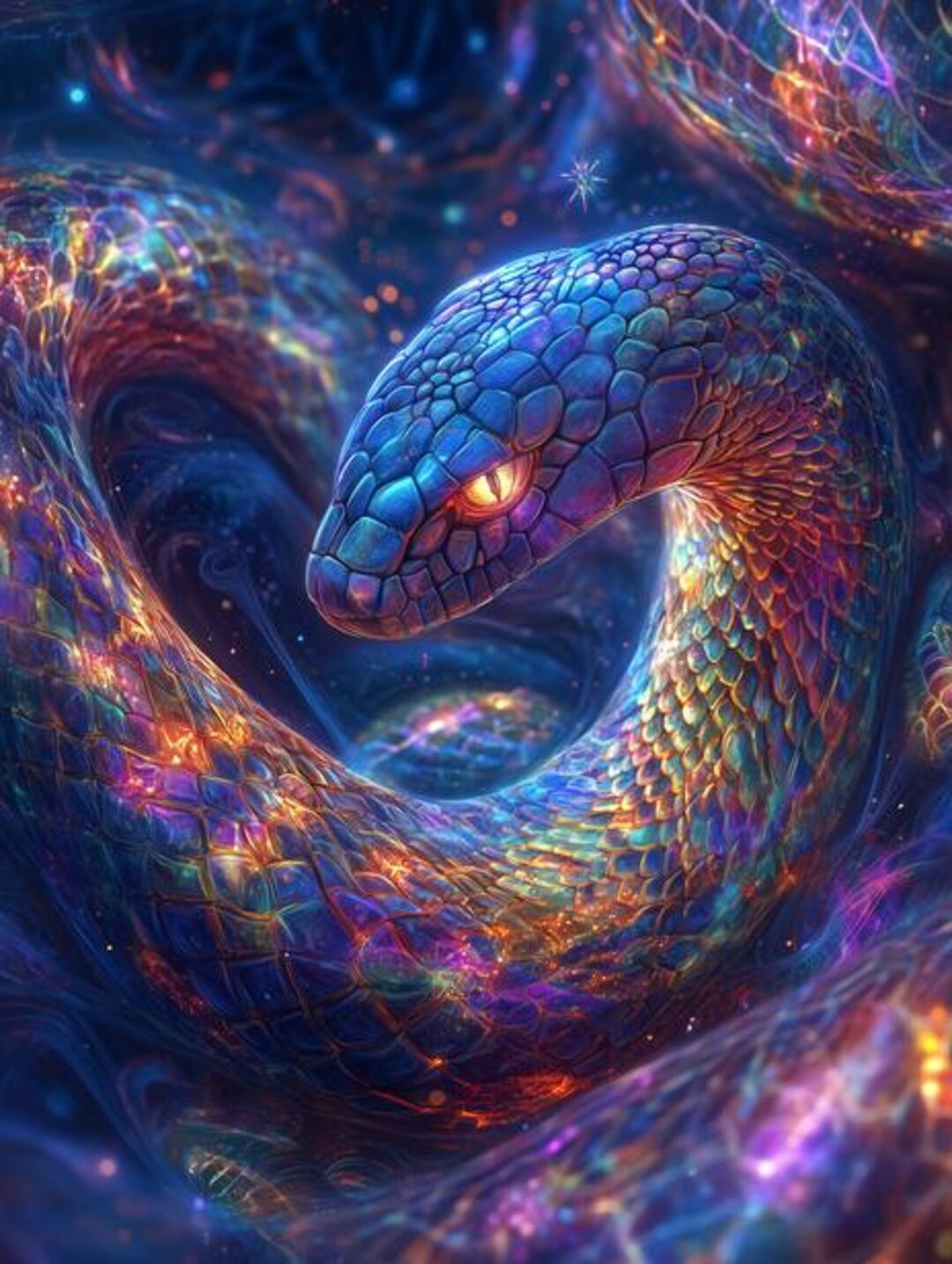 Psychedelic Poster: Galactic Serpent Glow - Etsy