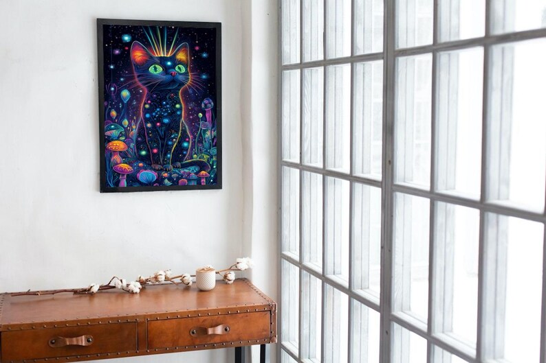 Psychedelic Poster: Astral Cat Awakening - Etsy