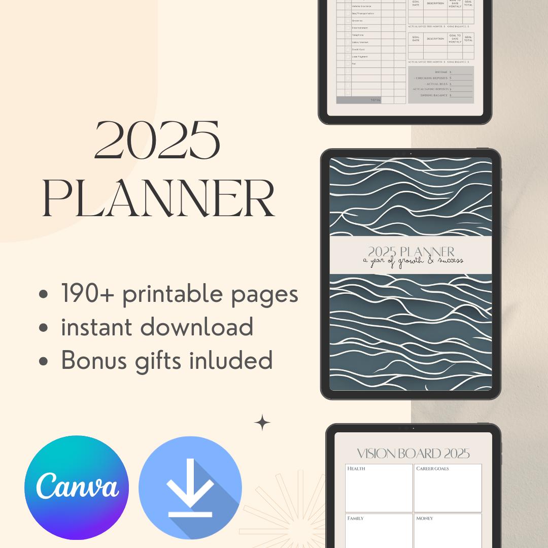 2025 Printable Planner Calendar, Goal Setting, Habit Tracker & Daily ...
