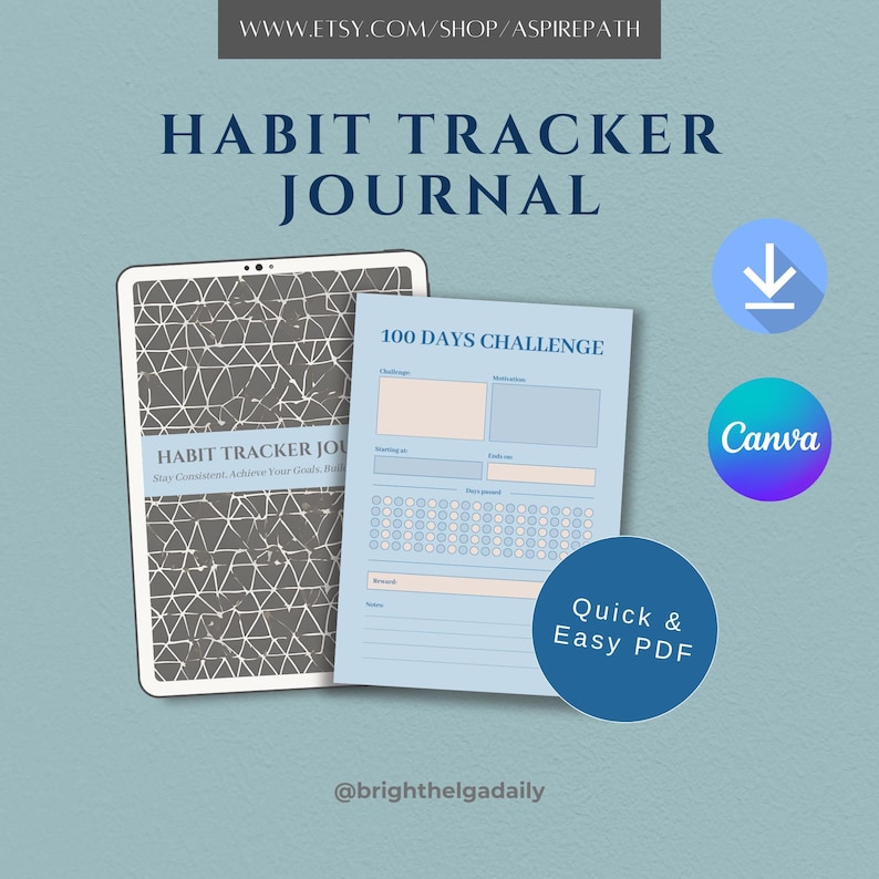 Habit Tracker Journal | Minimalist Digital & Printable PDF | Build ...