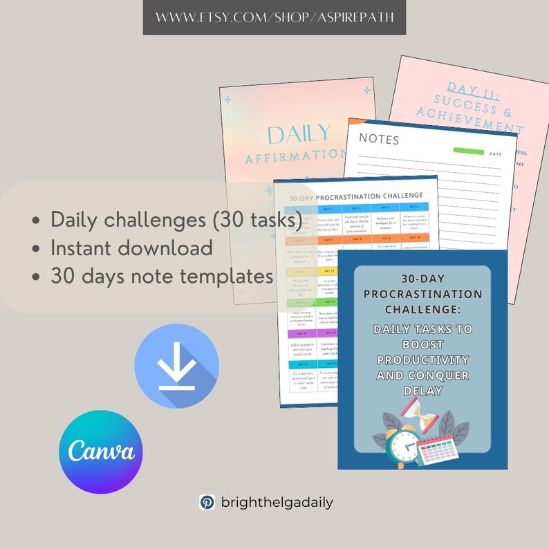 30-day Challenge Printable | Overcome Procrastination & Boost ...