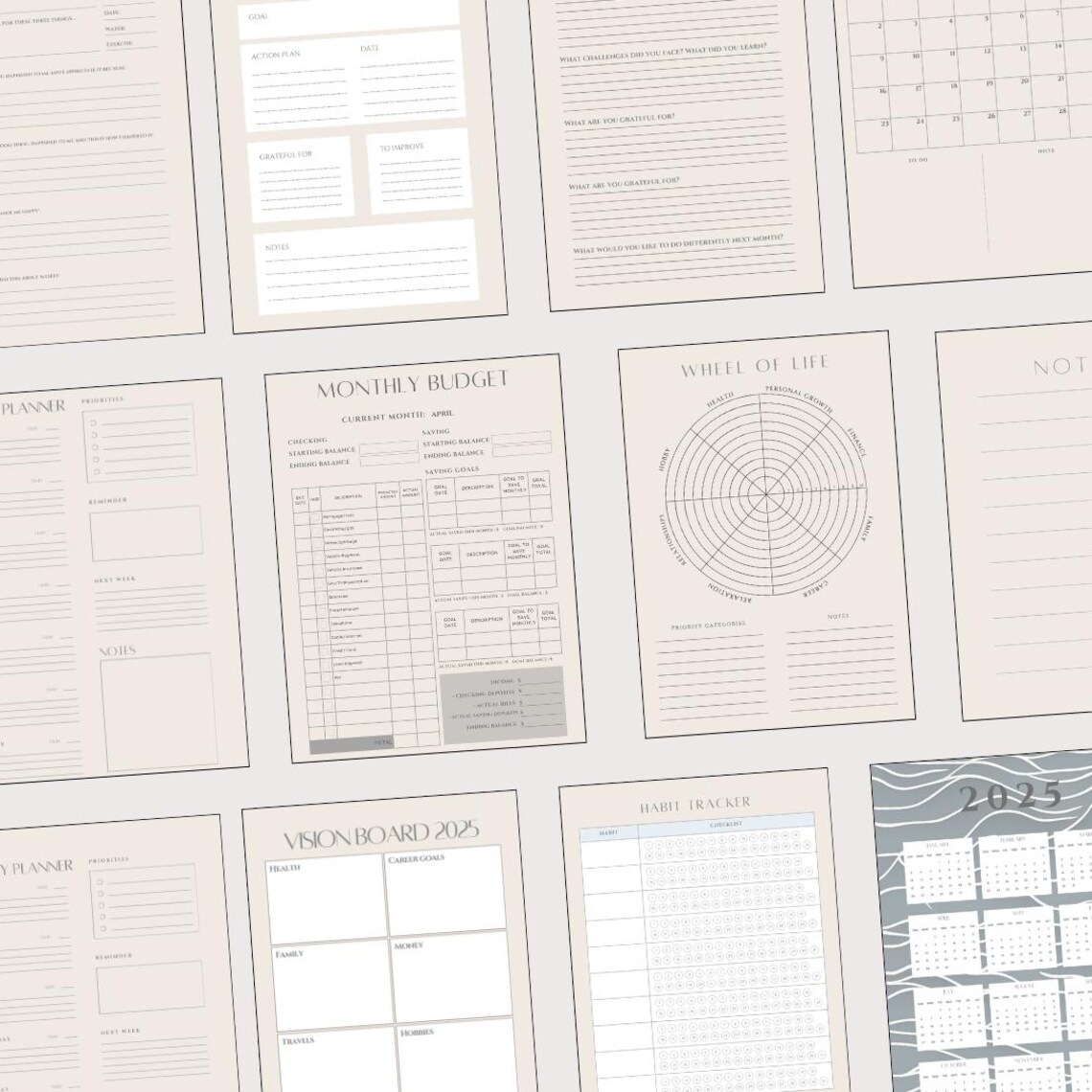 2025 Printable Planner Calendar, Goal Setting, Habit Tracker & Daily ...