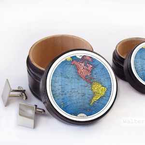 World Globe Pill Box, World Map Vitamin Box, Lined Wooden Ring Box ...
