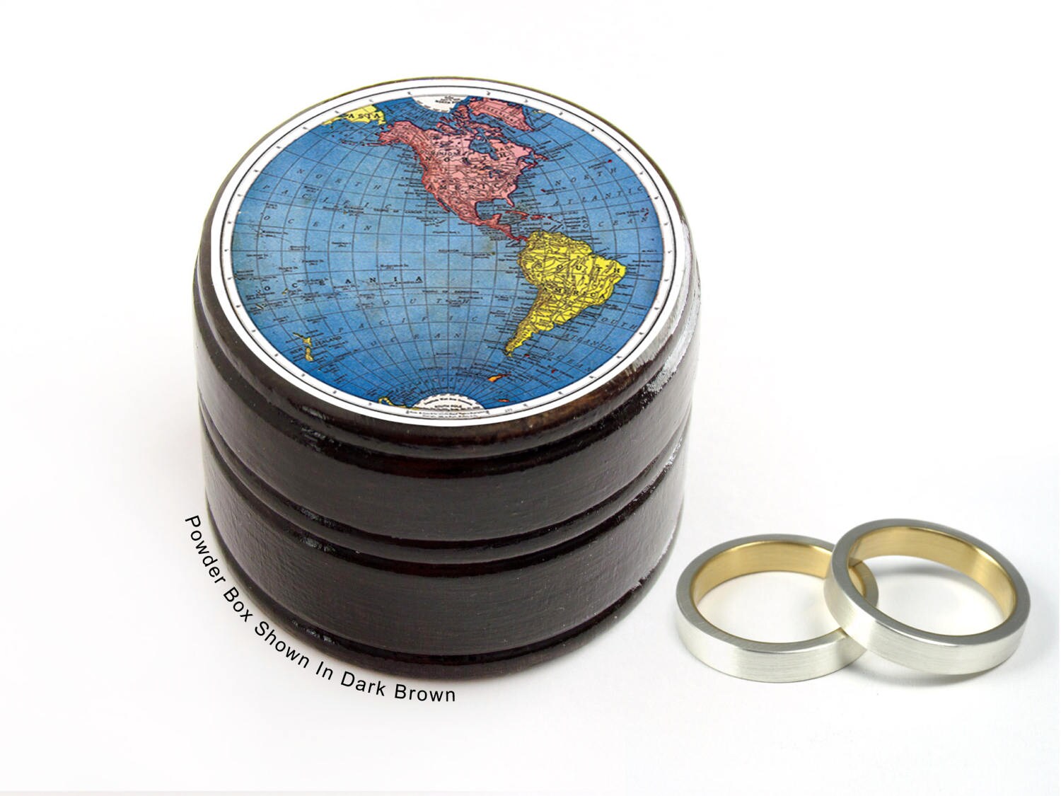 World Globe Pill Box, World Map Vitamin Box, Lined Wooden Ring Box ...