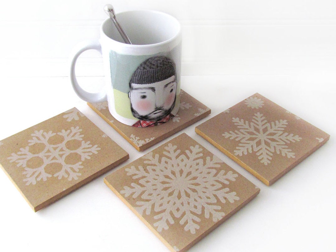 Rustic Snowflake Coasters - Handmade Set of 4 - Etsy