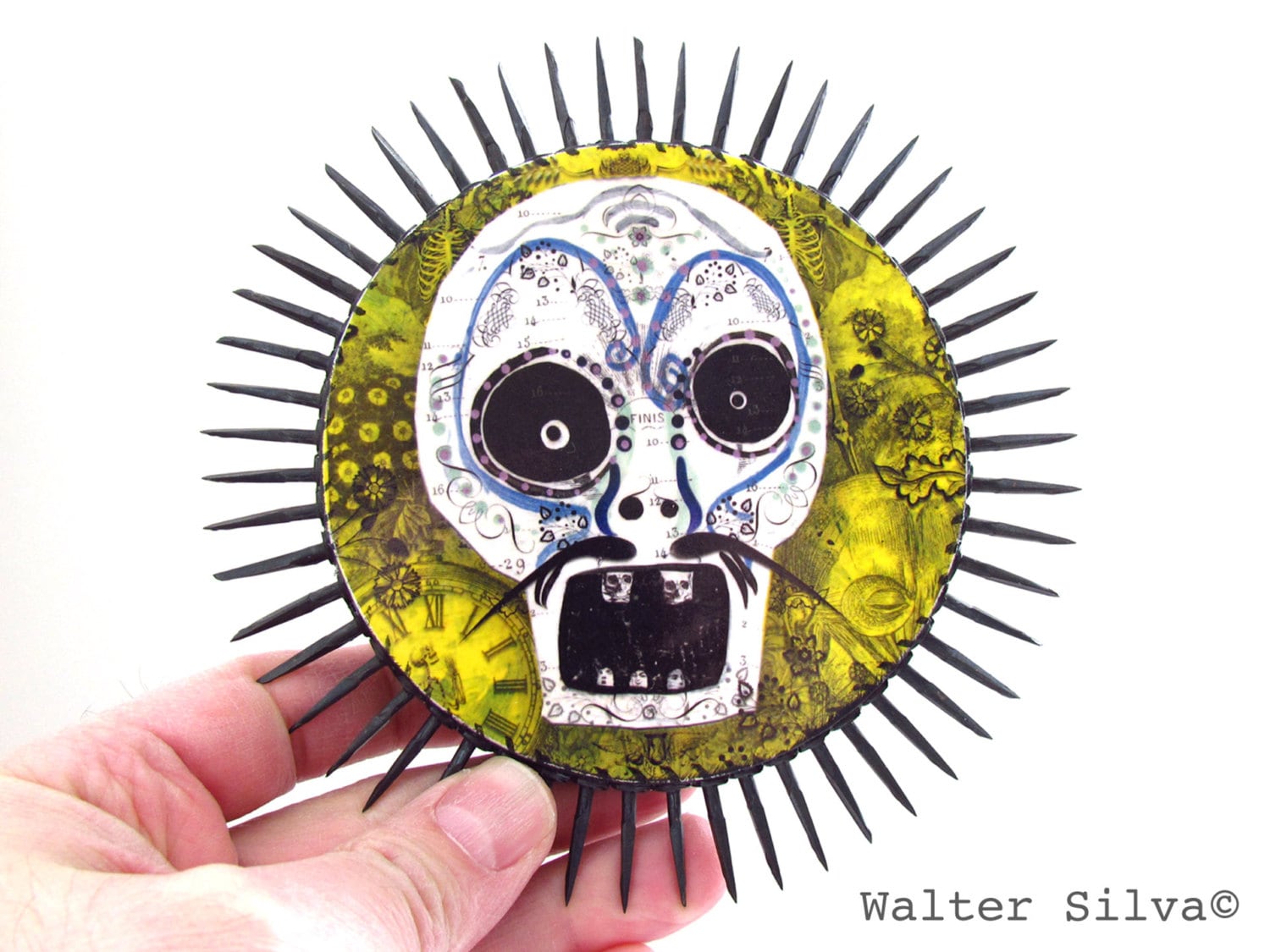 Day of the Dead Sugar Skull Wall Hanging Mixed Media Skull - Etsy