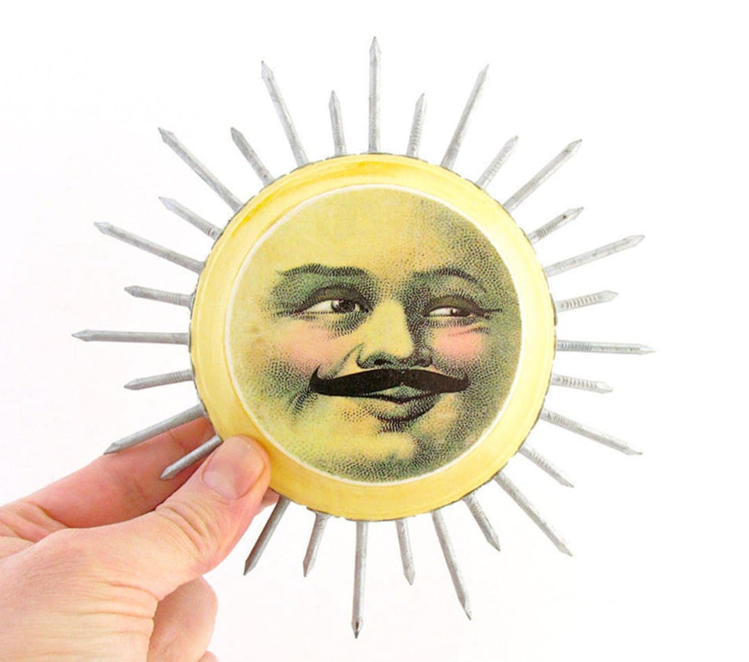 Sun With Mustache Mixed Media Wall Art - Etsy