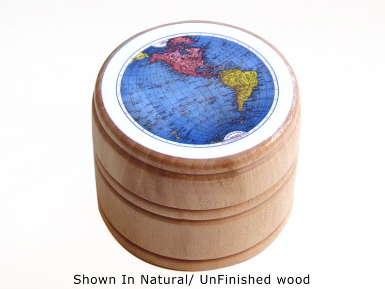 World Globe Pill Box World Map Vitamin Box Lined Wooden Ring | Etsy