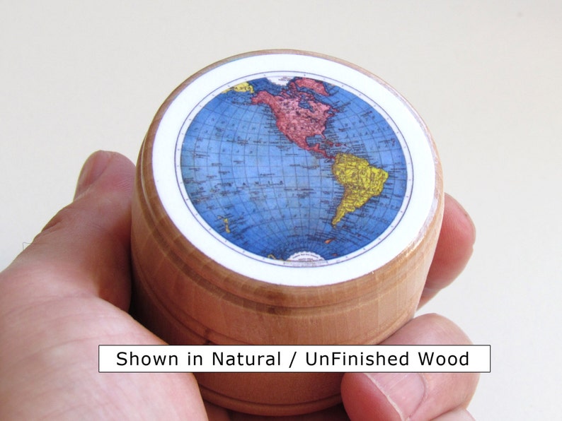 World Globe Pill Box World Map Vitamin Box Lined Wooden Ring - Etsy