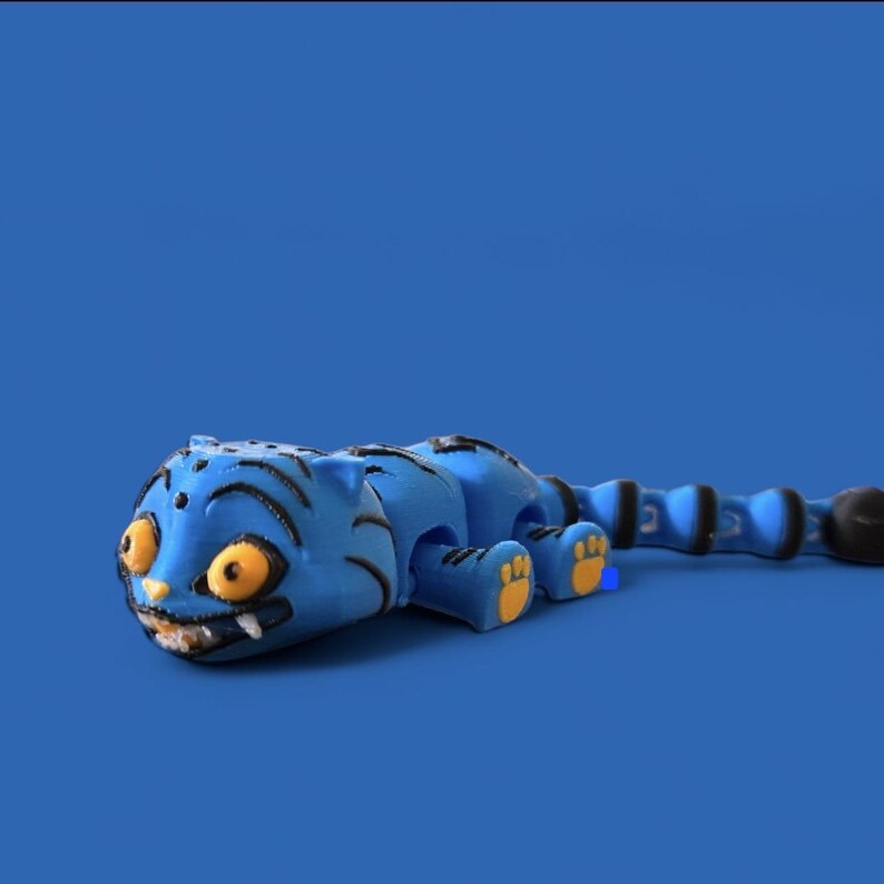 Adorable Articulated Derpy Tiger | Blue Demon Fidget Cat | KPOP Demon ...