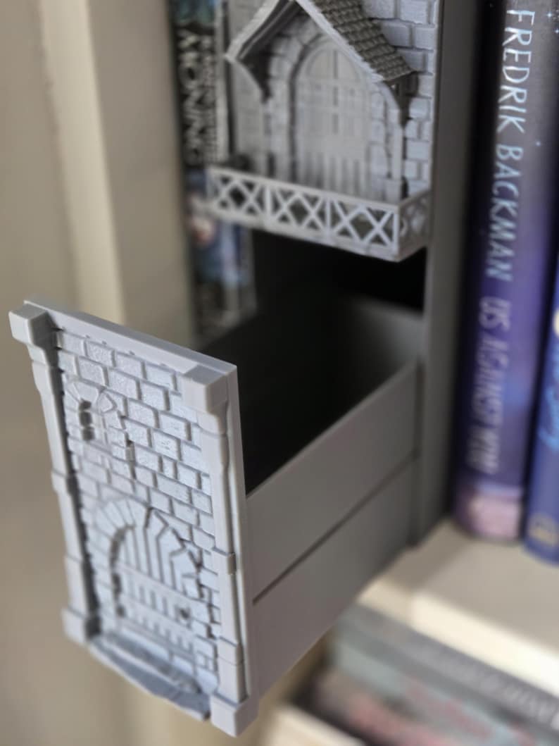 Medieval Stonefront Drawers Book Nook | 3D Printed Bookshelf Decor ...