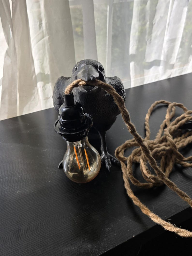 Raven Light Fixture | Gothic Table Lamp | 3D Printed Raven Crow Light ...