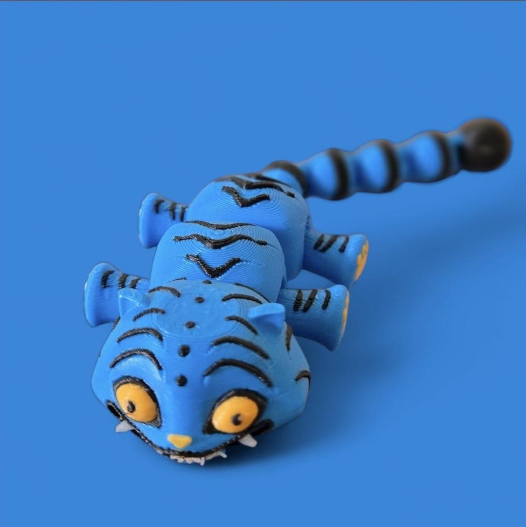 Adorable Articulated Derpy Tiger | Blue Demon Fidget Cat | KPOP Demon ...