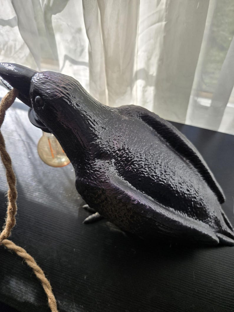 Raven Light Fixture | Gothic Table Lamp | 3D Printed Raven Crow Light ...